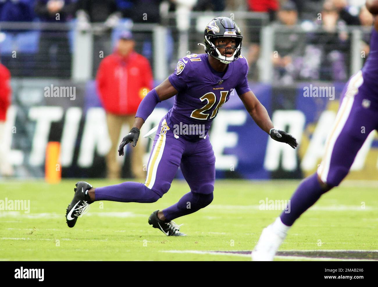 Baltimore Ravens cornerback Brandon Stephens (21) runs during an NFL ...