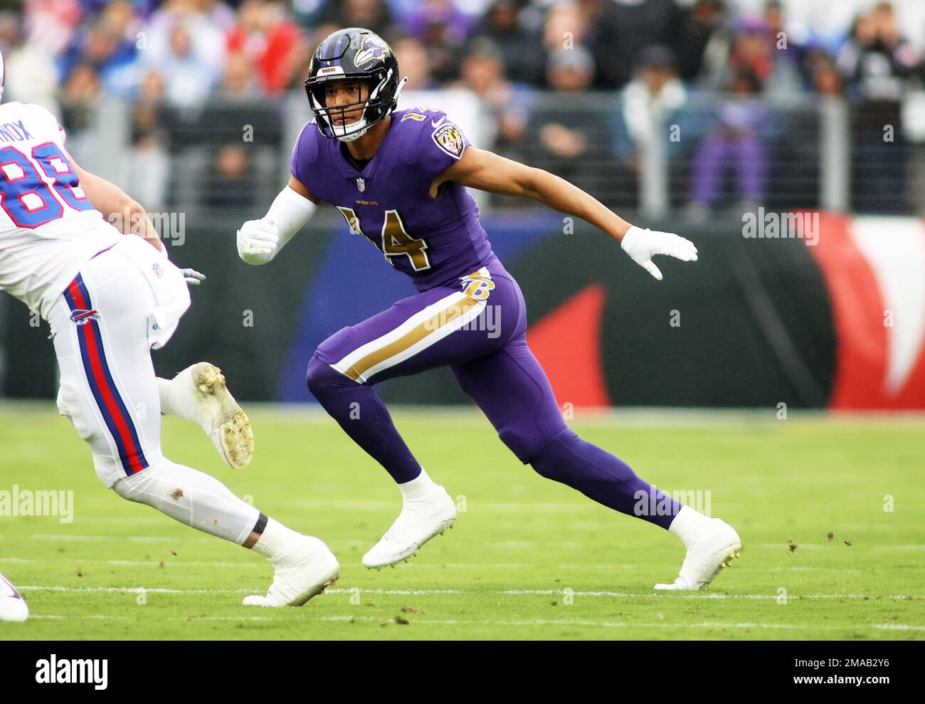 Baltimore Ravens safety Kyle Hamilton (14) runs during an NFL football ...