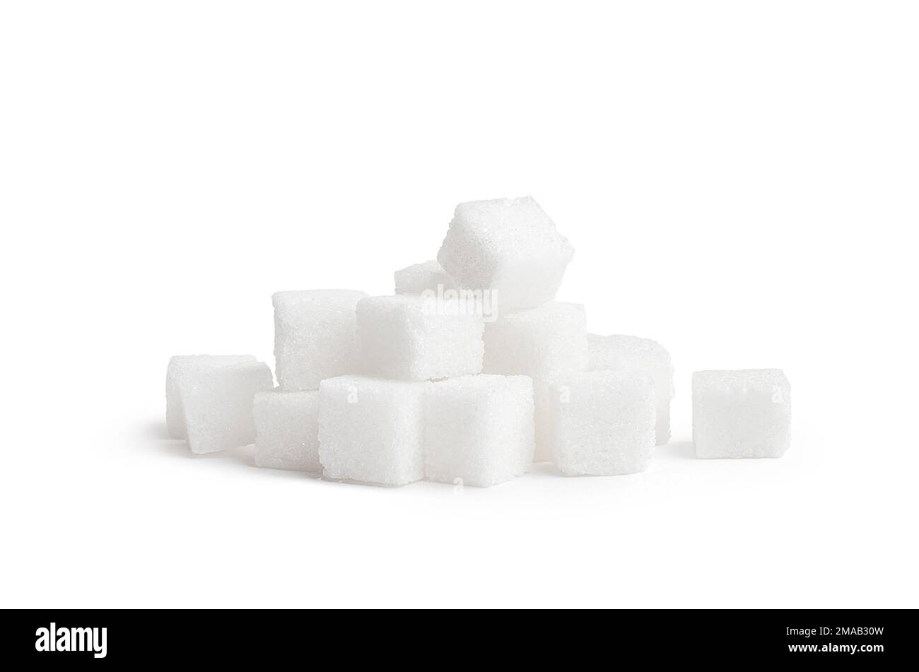 white sugar cubes isolated on white background Stock Photo - Alamy