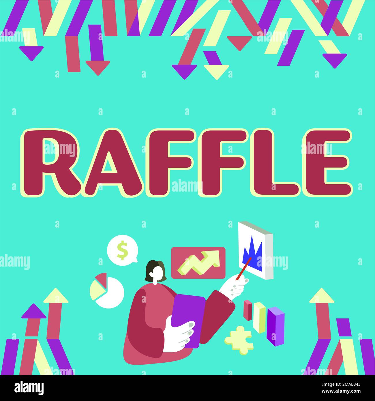 Conceptual caption Raffle. Word Written on means of raising money by ...