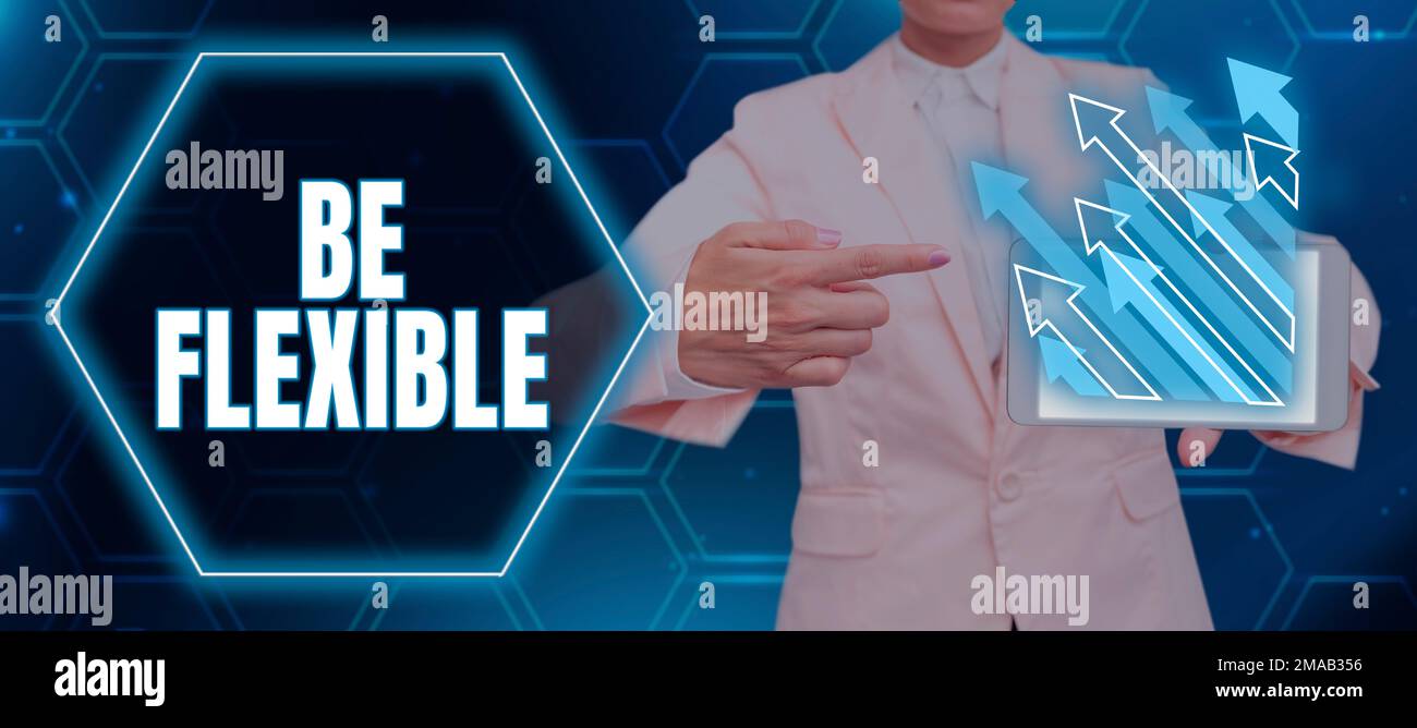 Inspiration showing sign Be Flexible. Business overview able to be ...