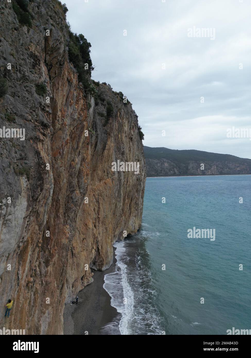 An aerial vertical view of a cliffy seashore Stock Photo - Alamy