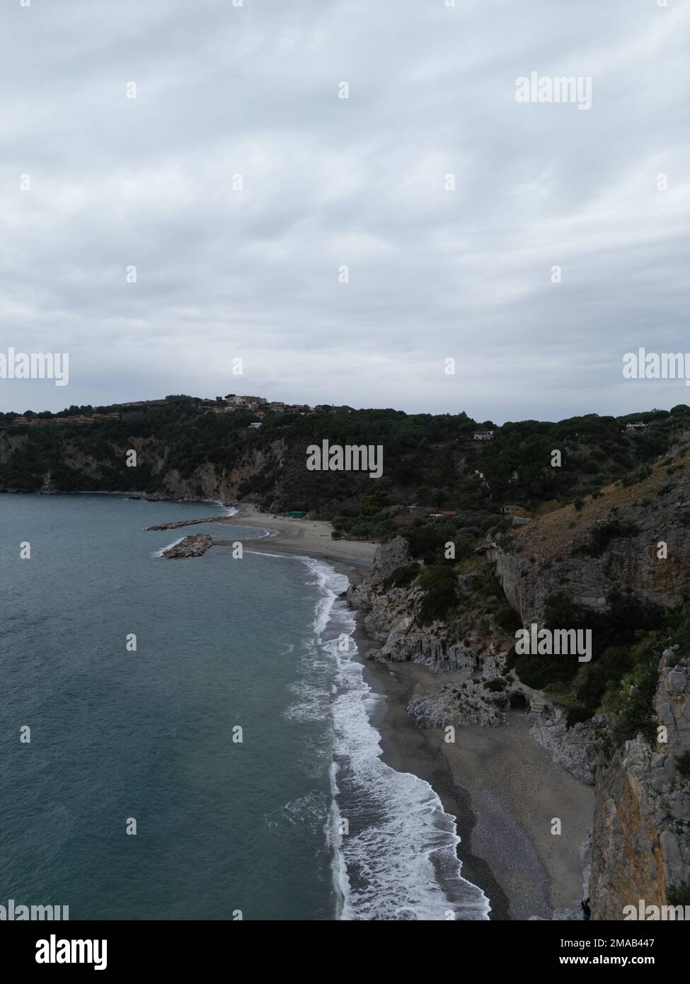 An aerial vertical view of a cliffy seashore Stock Photo - Alamy