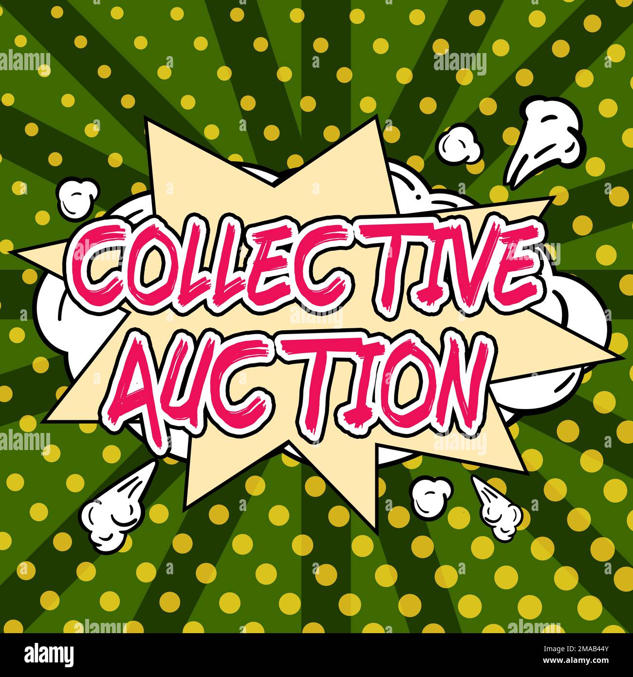 Text caption presenting Collective Auction. Concept meaning Gathering and measuring information ...