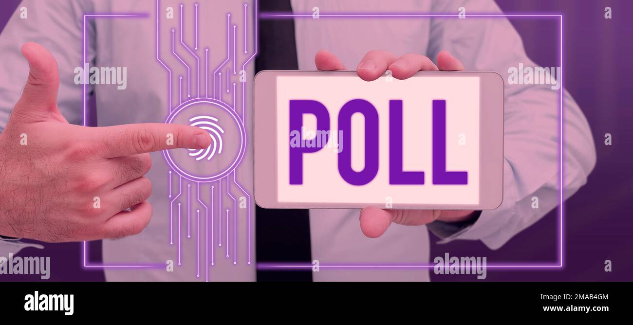 Hand writing sign Poll. Internet Concept Record of the number of votes ...