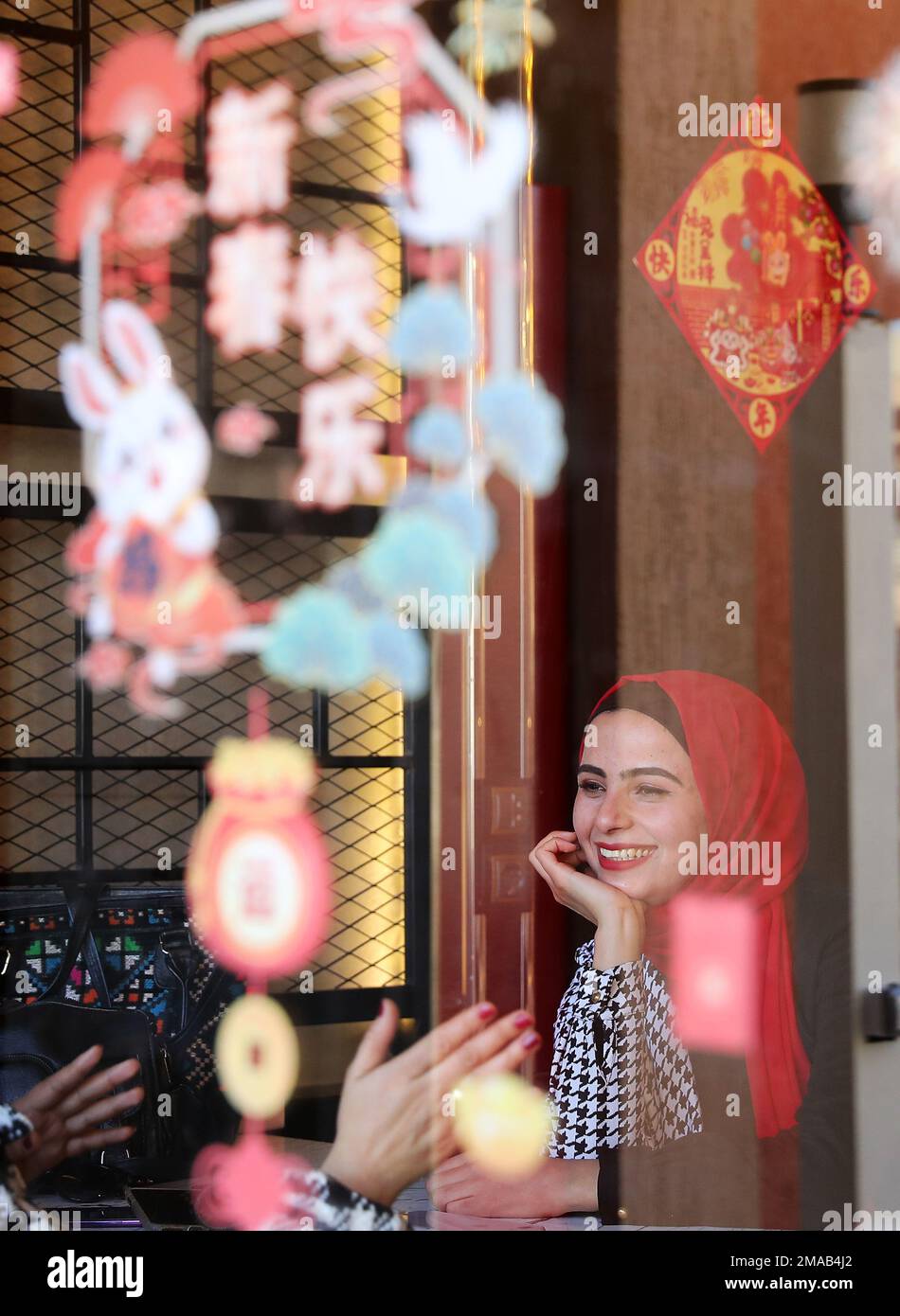 Cairo, Egypt. 18th Jan, 2023. A customer is seen in a bakery which is ...
