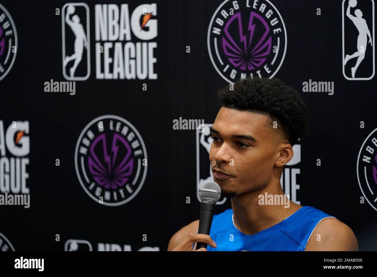 Boulogne-Levallois Metropolitans 92's Victor Wembanyama speaks to the ...