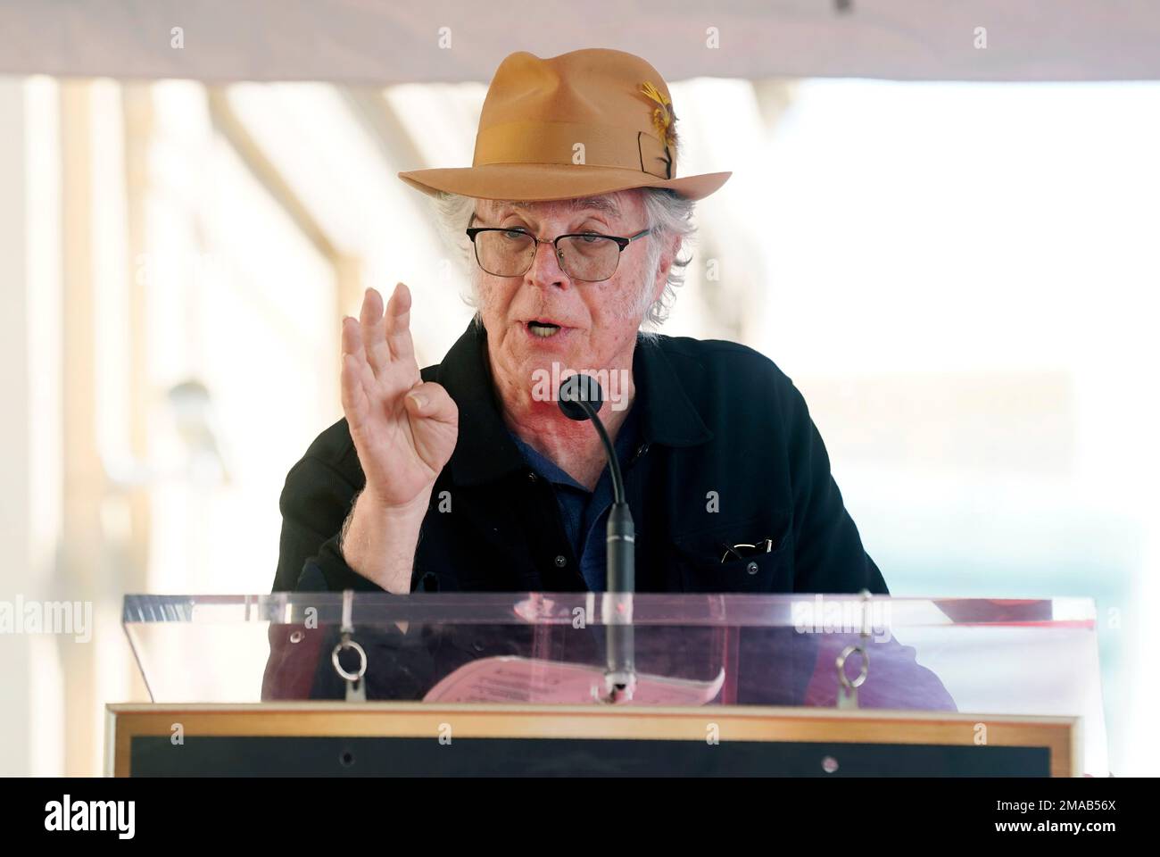 Singer John Sebastian addresses the crowd during a posthumous Hollywood ...