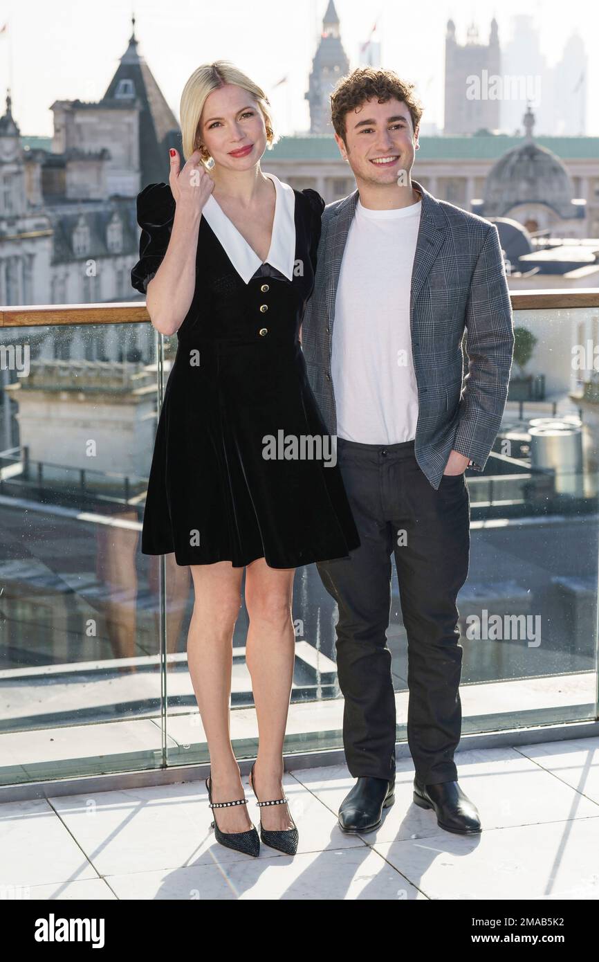 Michelle Williams, left, and Gabriel LaBelle pose for photographers at ...