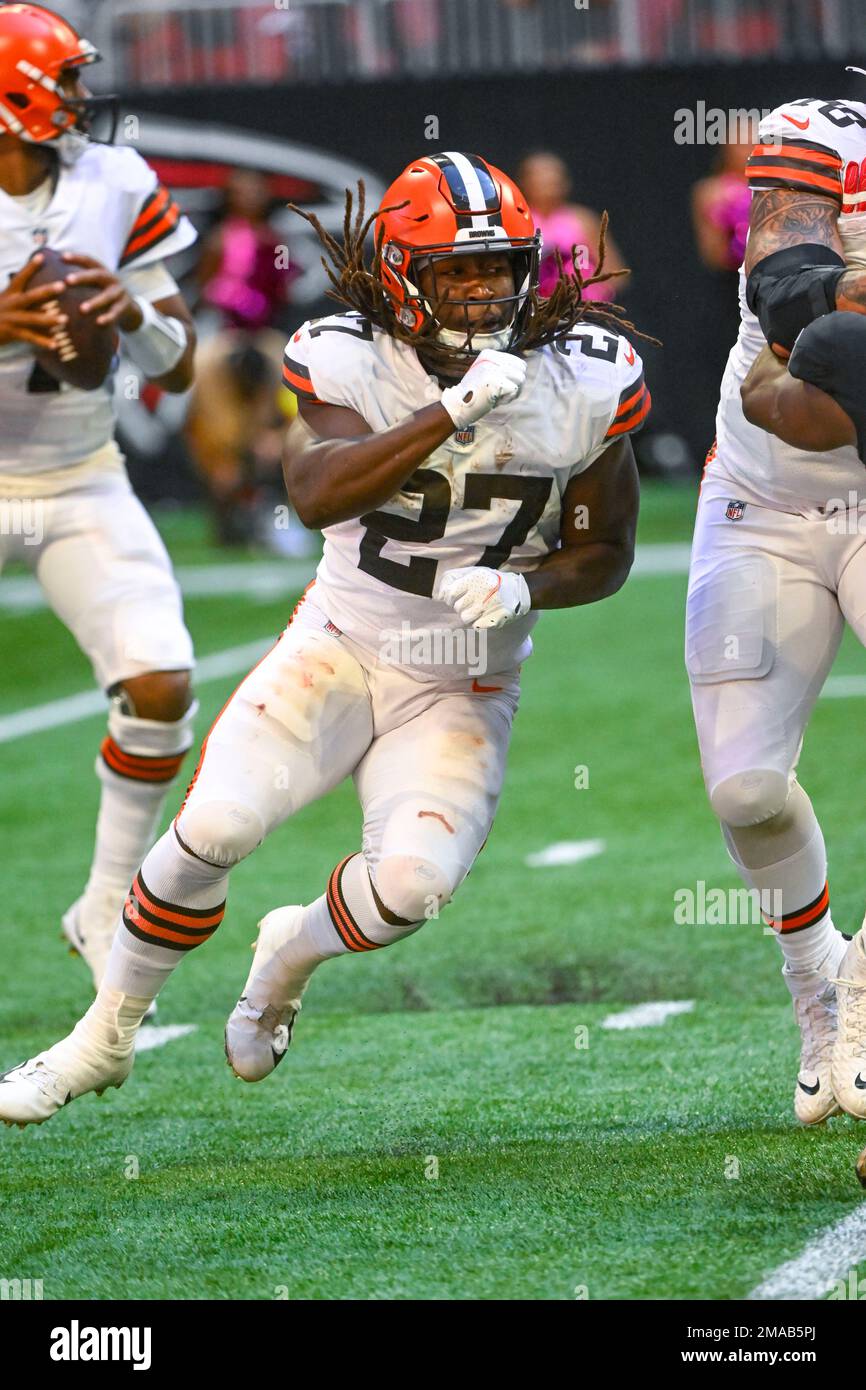 Cleveland Browns running back Kareem Hunt (27) is shown during an NFL ...