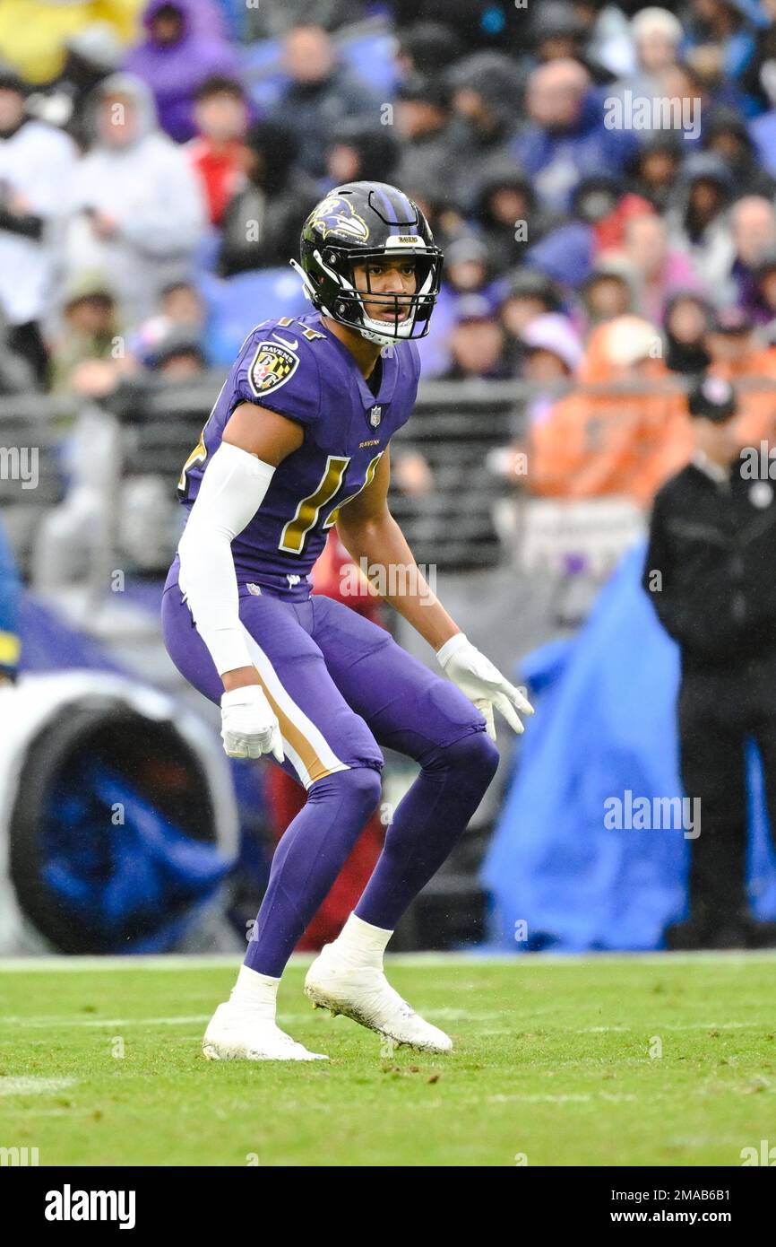 Baltimore Ravens safety Kyle Hamilton (14) in action during the first ...