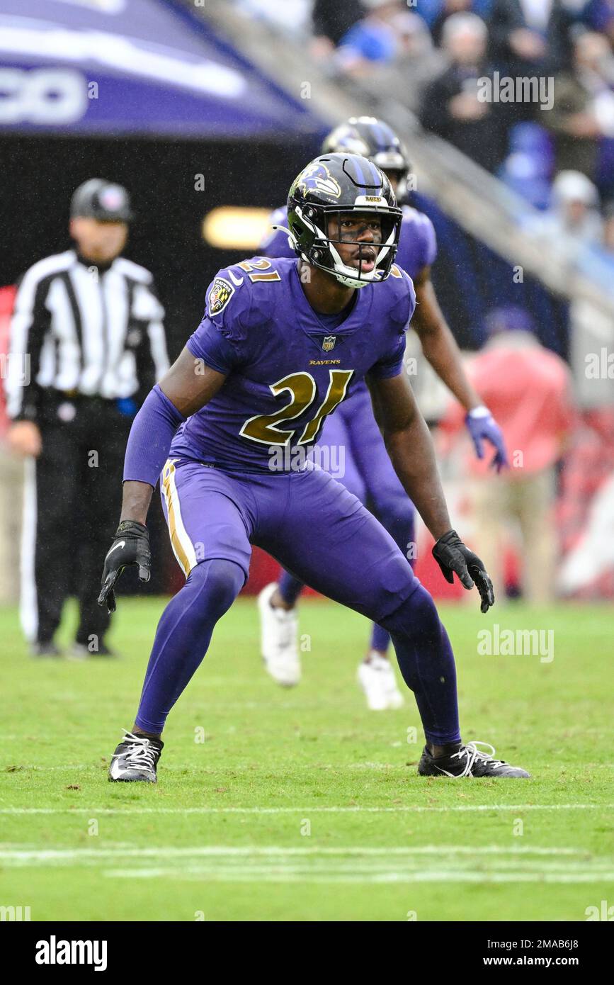 Baltimore Ravens cornerback Brandon Stephens (21) in action a NFL ...