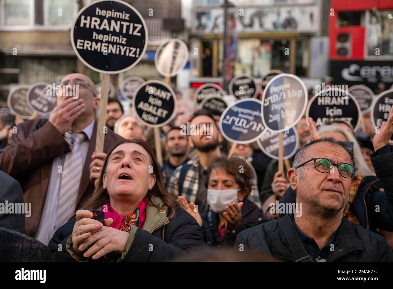 Istanbul, Turkey. 19th Jan 2022. People commemorate Turkish-Armenian ...