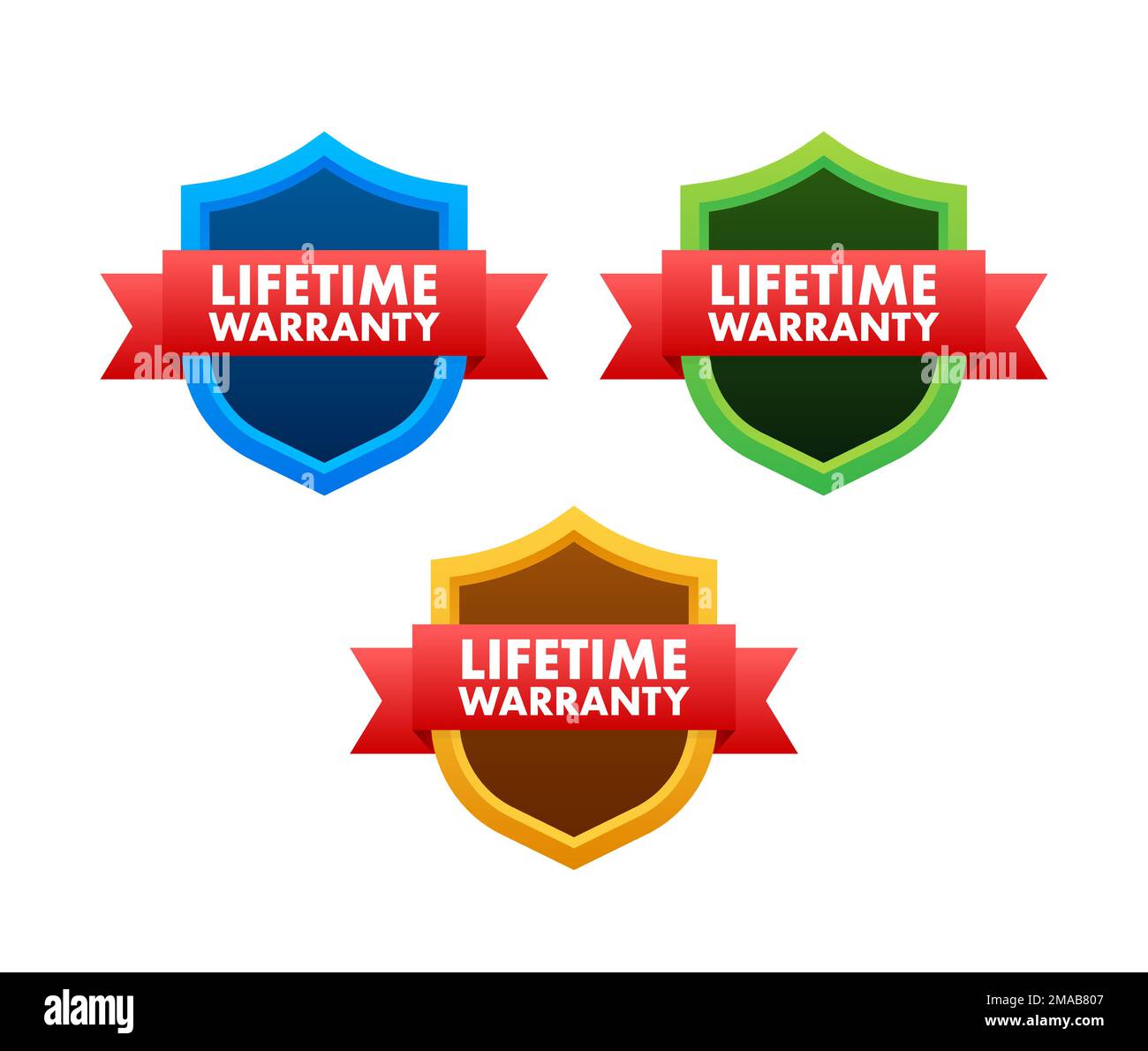 Flat banner with red lifetime warranty. Flat vector illustration ...