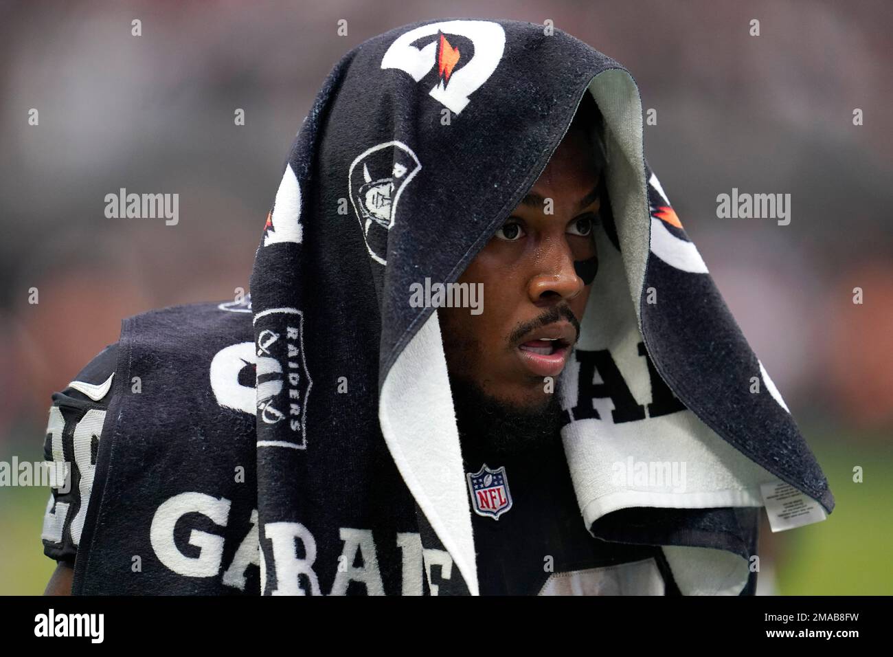 Las Vegas Raiders running back Josh Jacobs walks off the field at ...