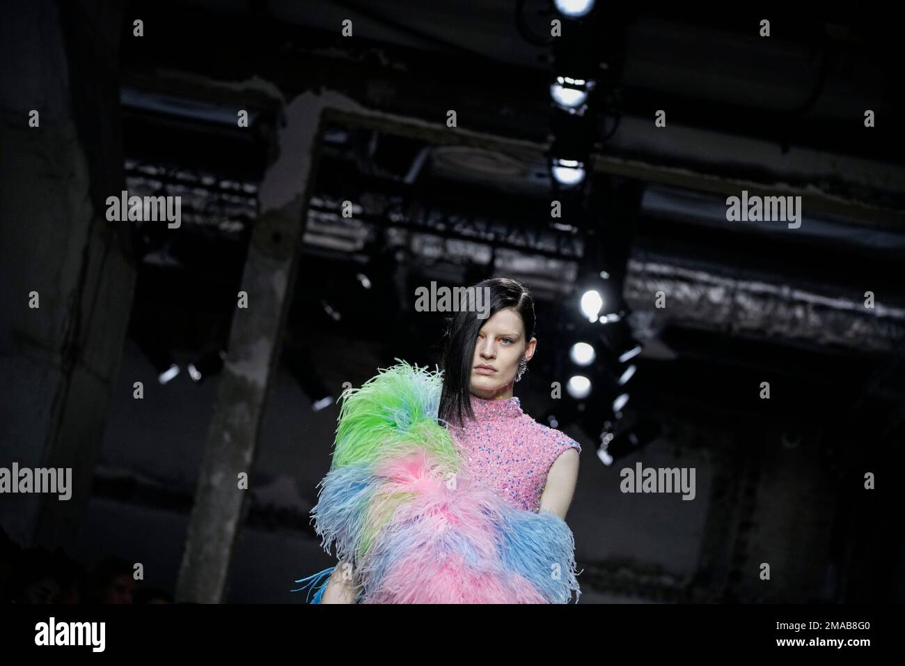 A model wears a creation for the Germanier ready-to-wear Spring/Summer ...