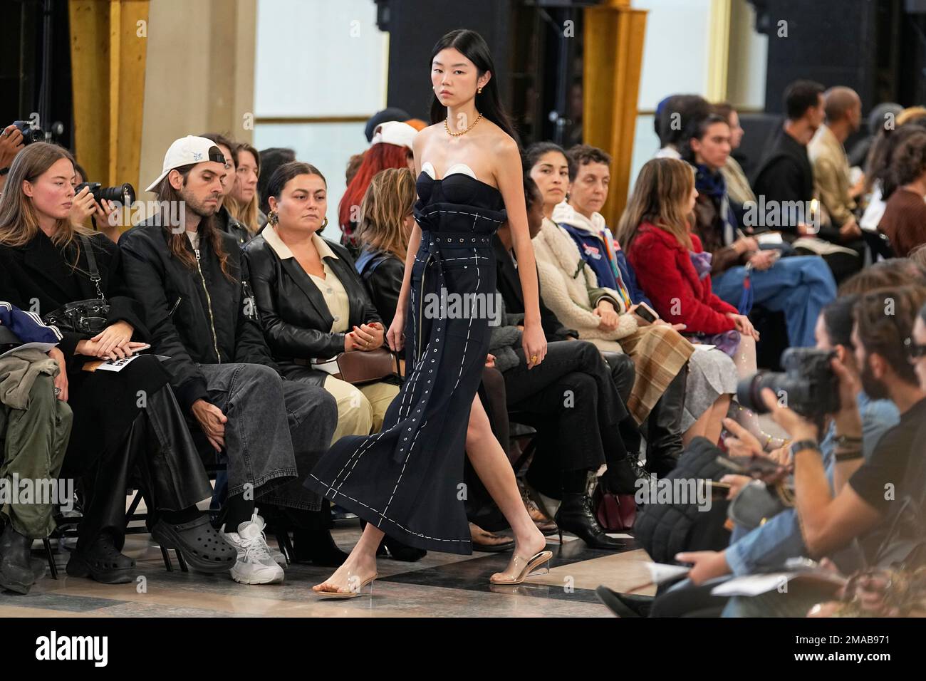 A Model wears a creation for Rokh's ready-to-wear Spring/Summer 2023 ...