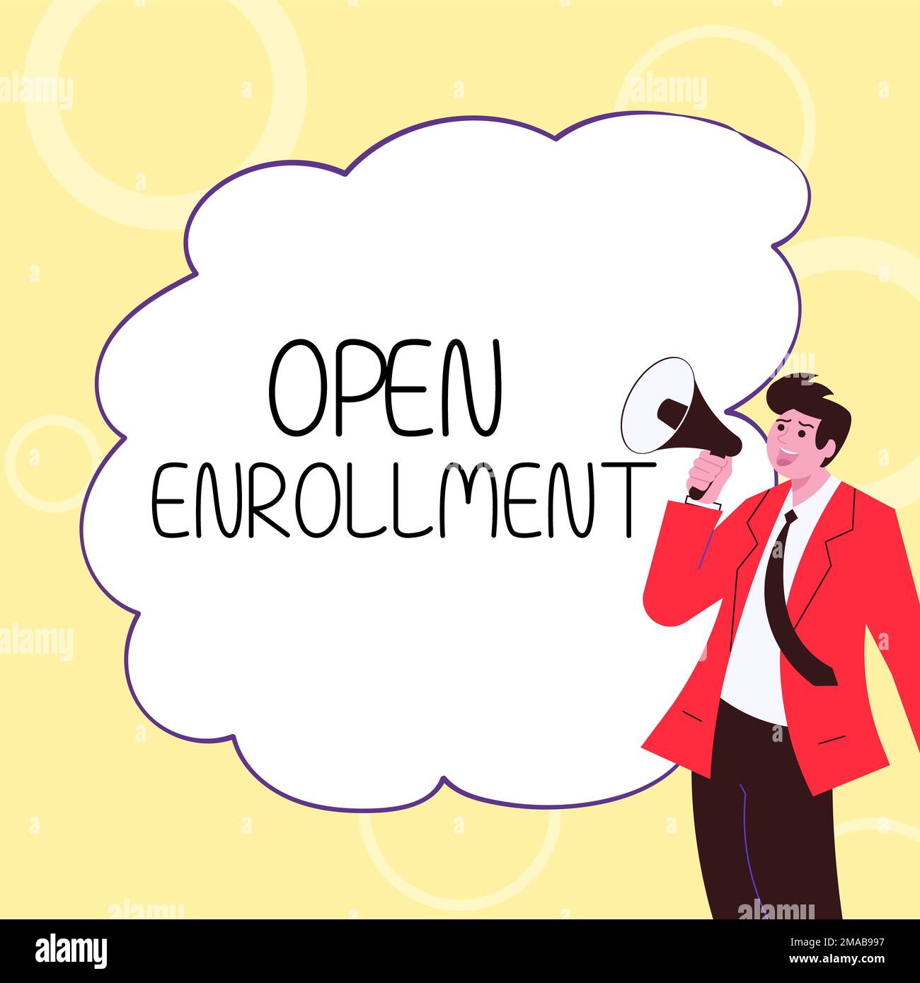 Text sign showing Open Enrollment. Word for The yearly period when ...