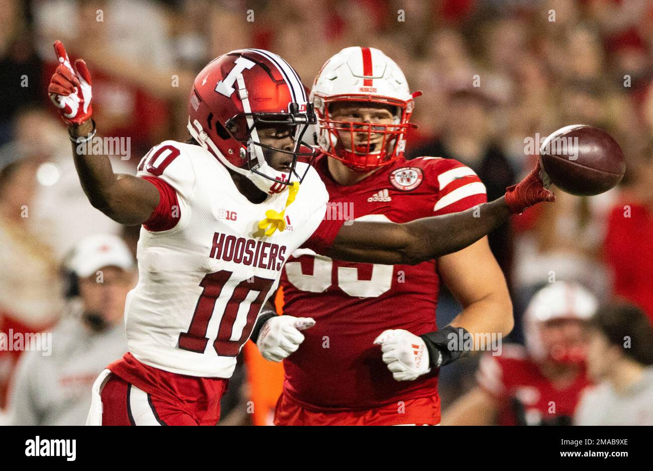 Indiana wide receiver Andison Coby (10) celebrates a first down against ...