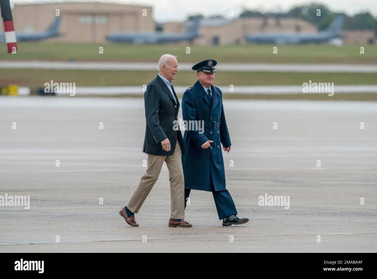 President Joe Biden escorted by Col. Matthew Jones, Commander, 89th ...