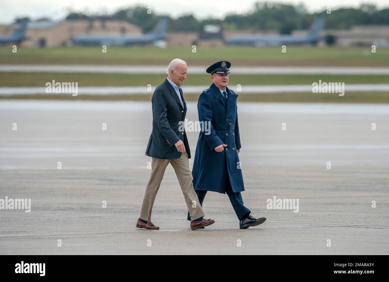 President Joe Biden escorted by Col. Matthew Jones, Commander, 89th ...