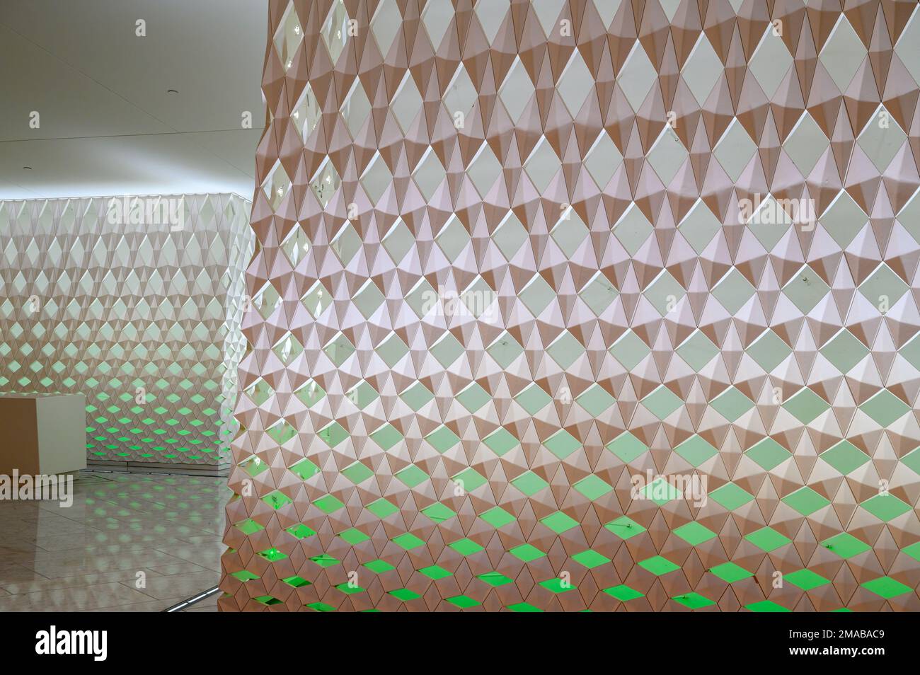 Interior decorative feature wall in the foyer of Oslo Opera House ...