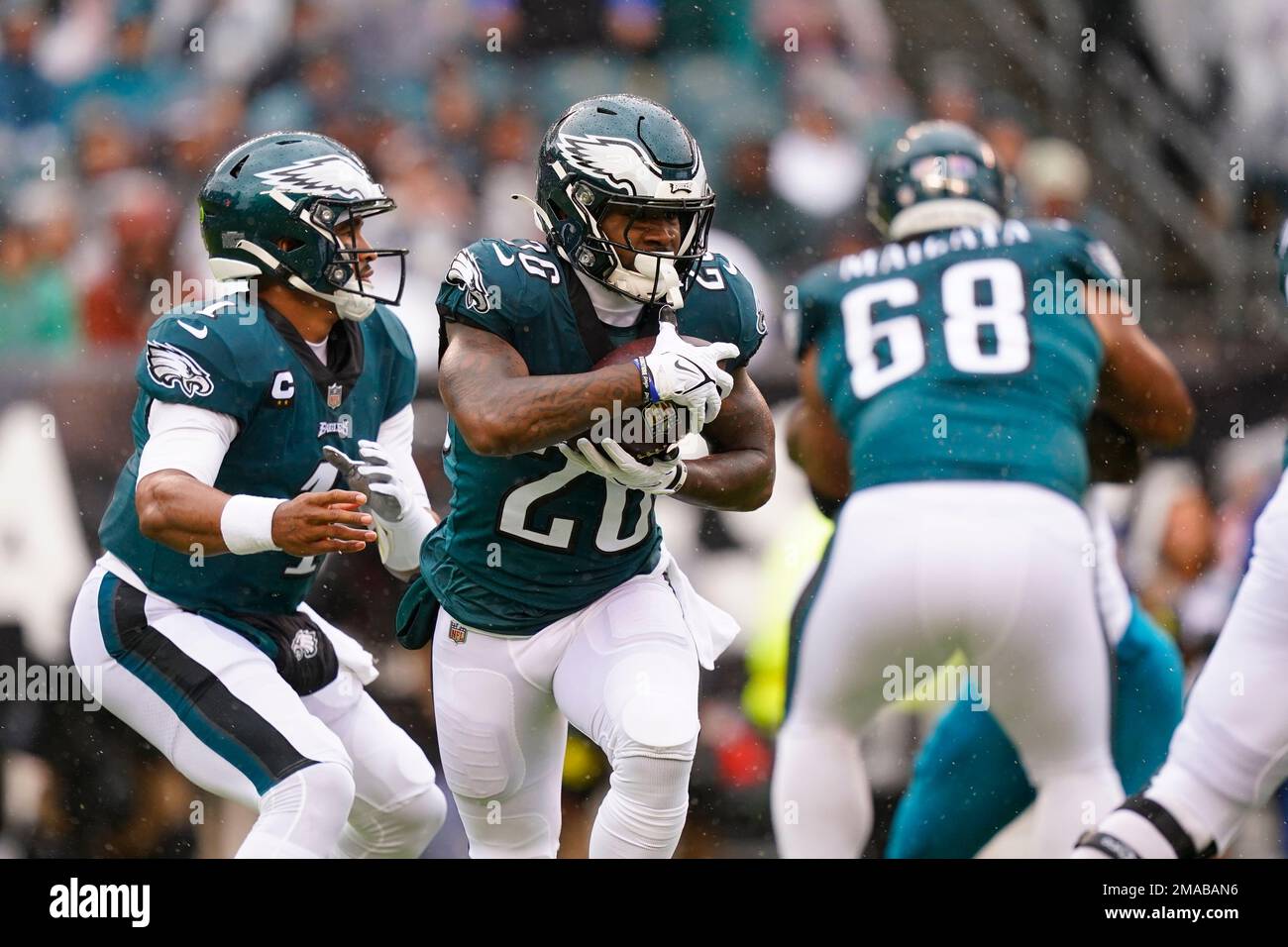 Philadelphia Eagles' Miles Sanders plays during an NFL football game ...