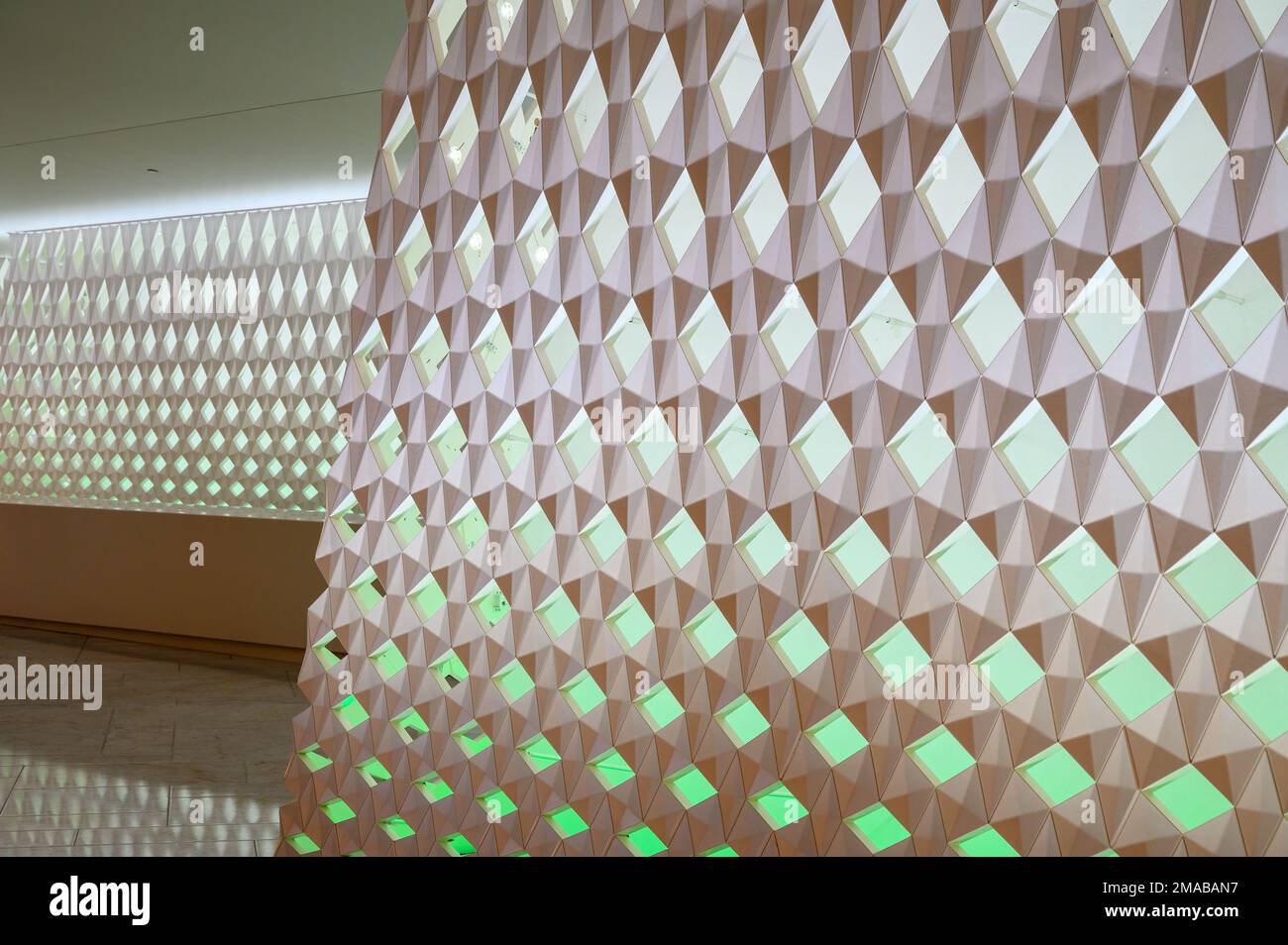 Interior decorative feature wall in the foyer of Oslo Opera House ...