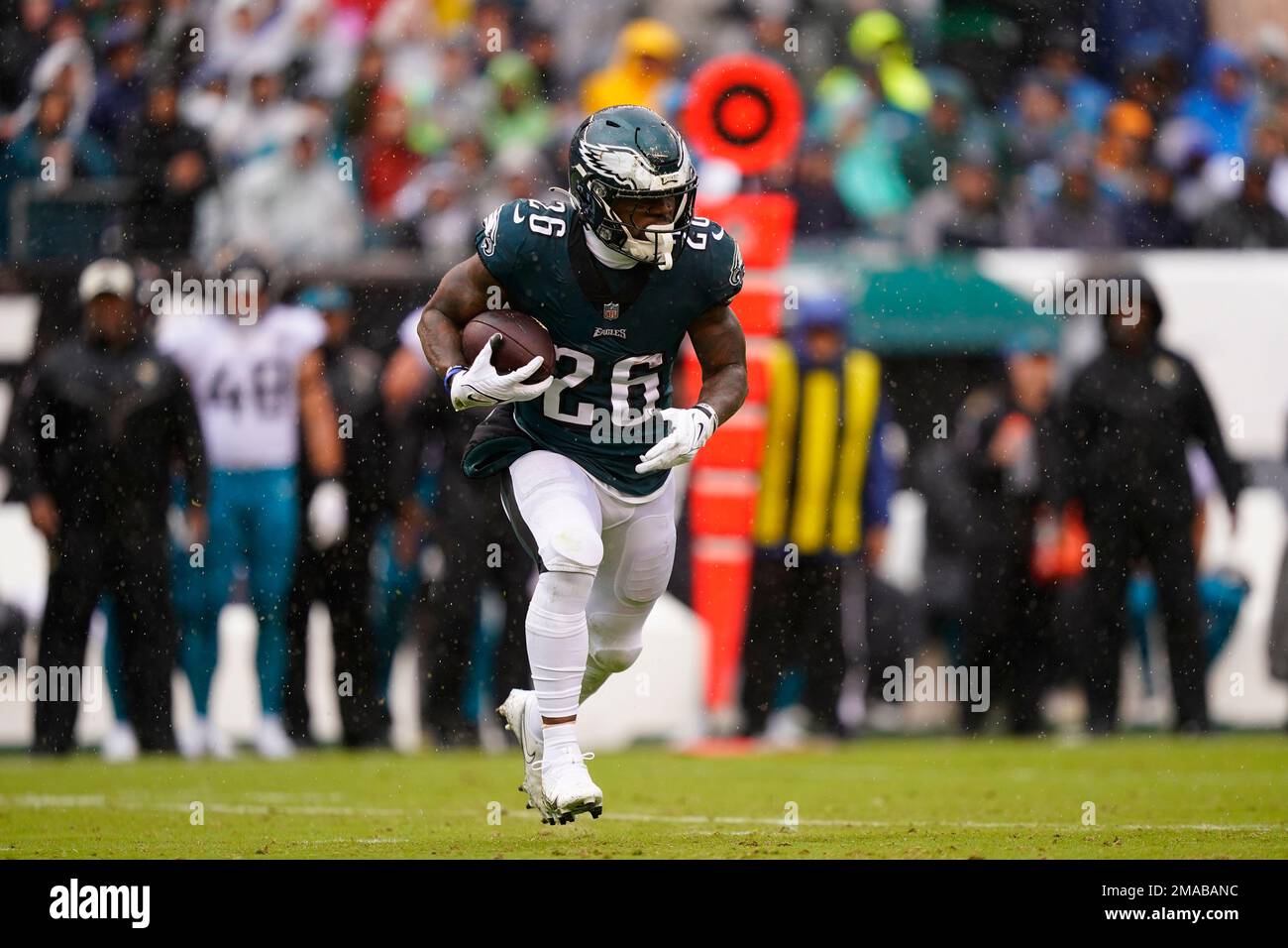 Philadelphia Eagles' Miles Sanders plays during an NFL football game ...