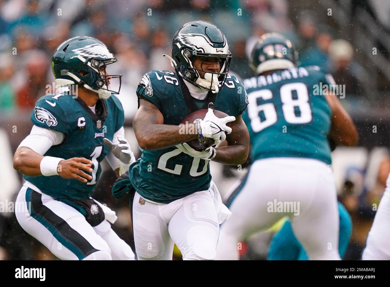 Philadelphia Eagles' Miles Sanders plays during an NFL football game ...