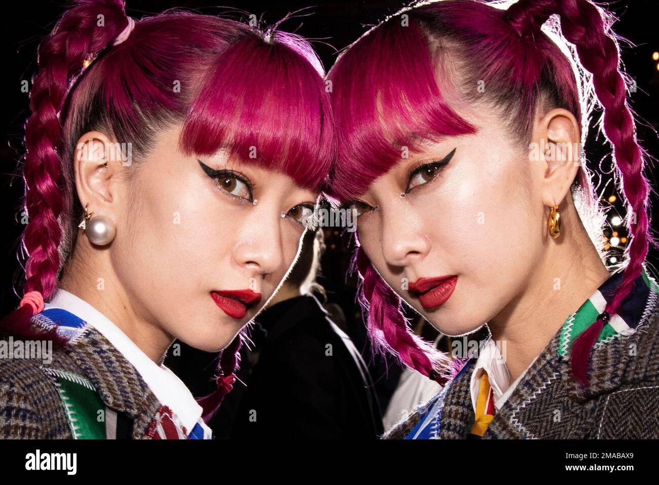 Amiaya attend the Thom Browne ready-to-wear Spring/Summer 2023 fashion collection presented ...