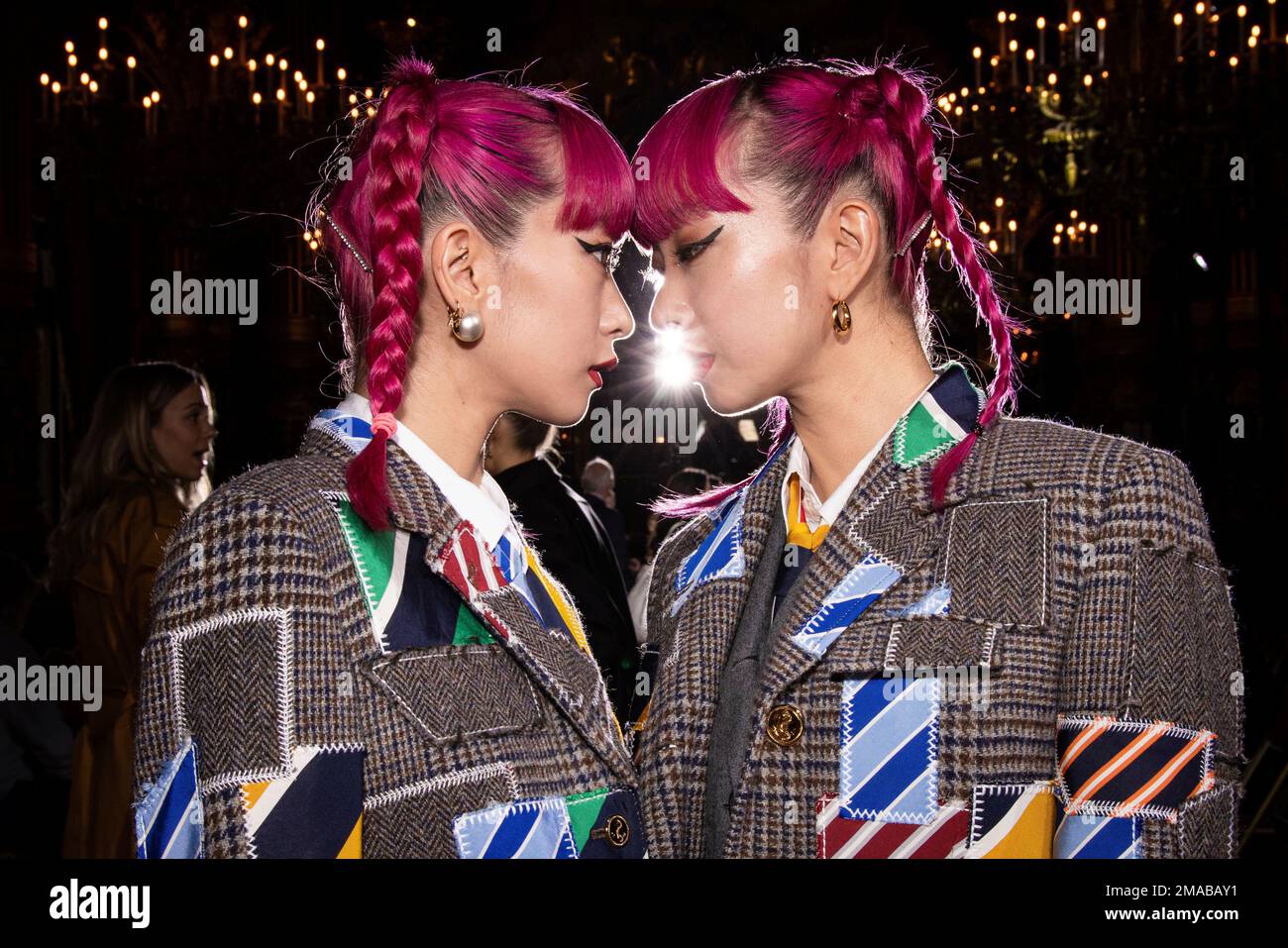 Amiaya attend the Thom Browne ready-to-wear Spring/Summer 2023 fashion collection presented ...