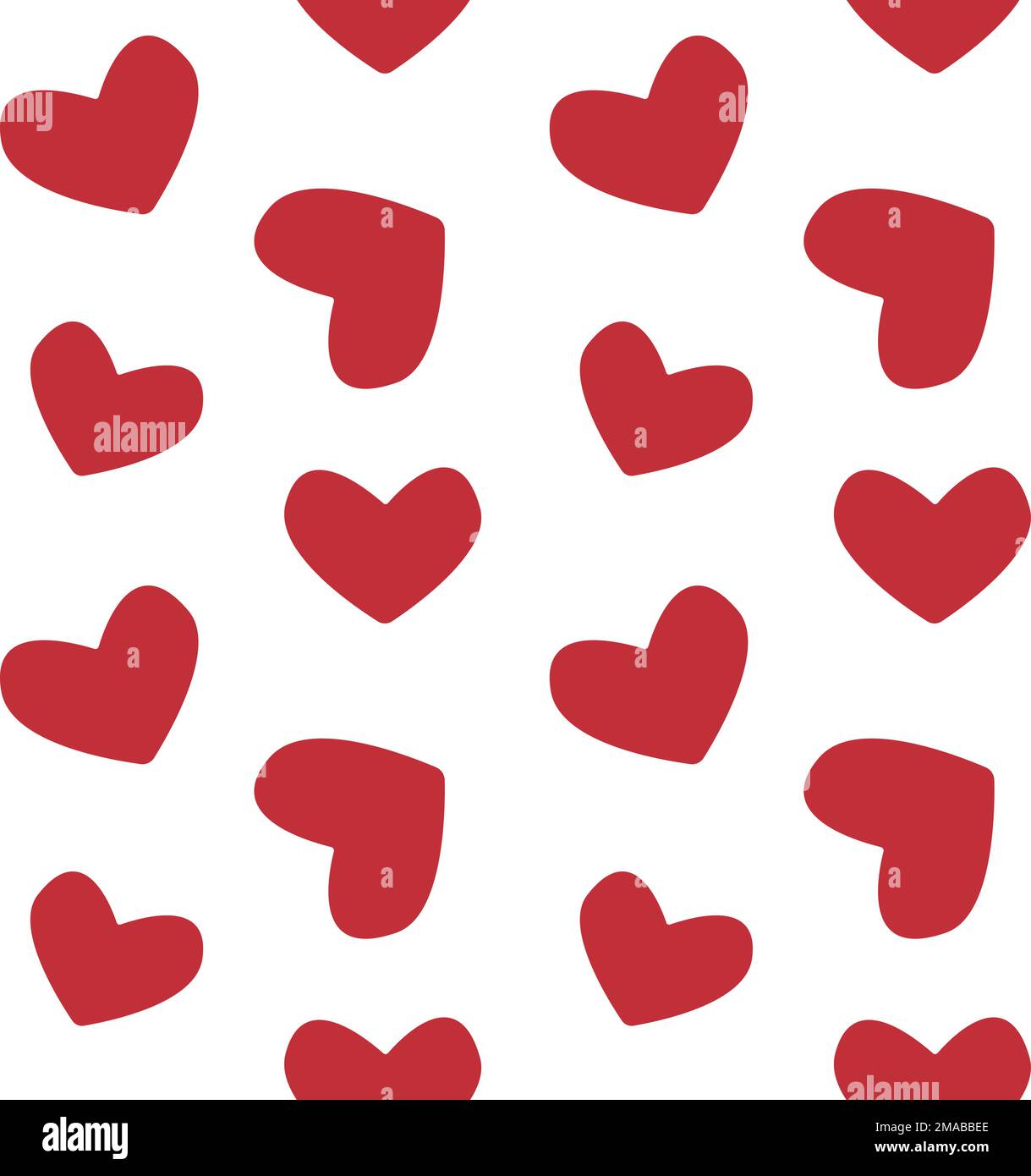 Vector seamless pattern of red hand drawn flat hearts isolated on white background Stock Vector ...