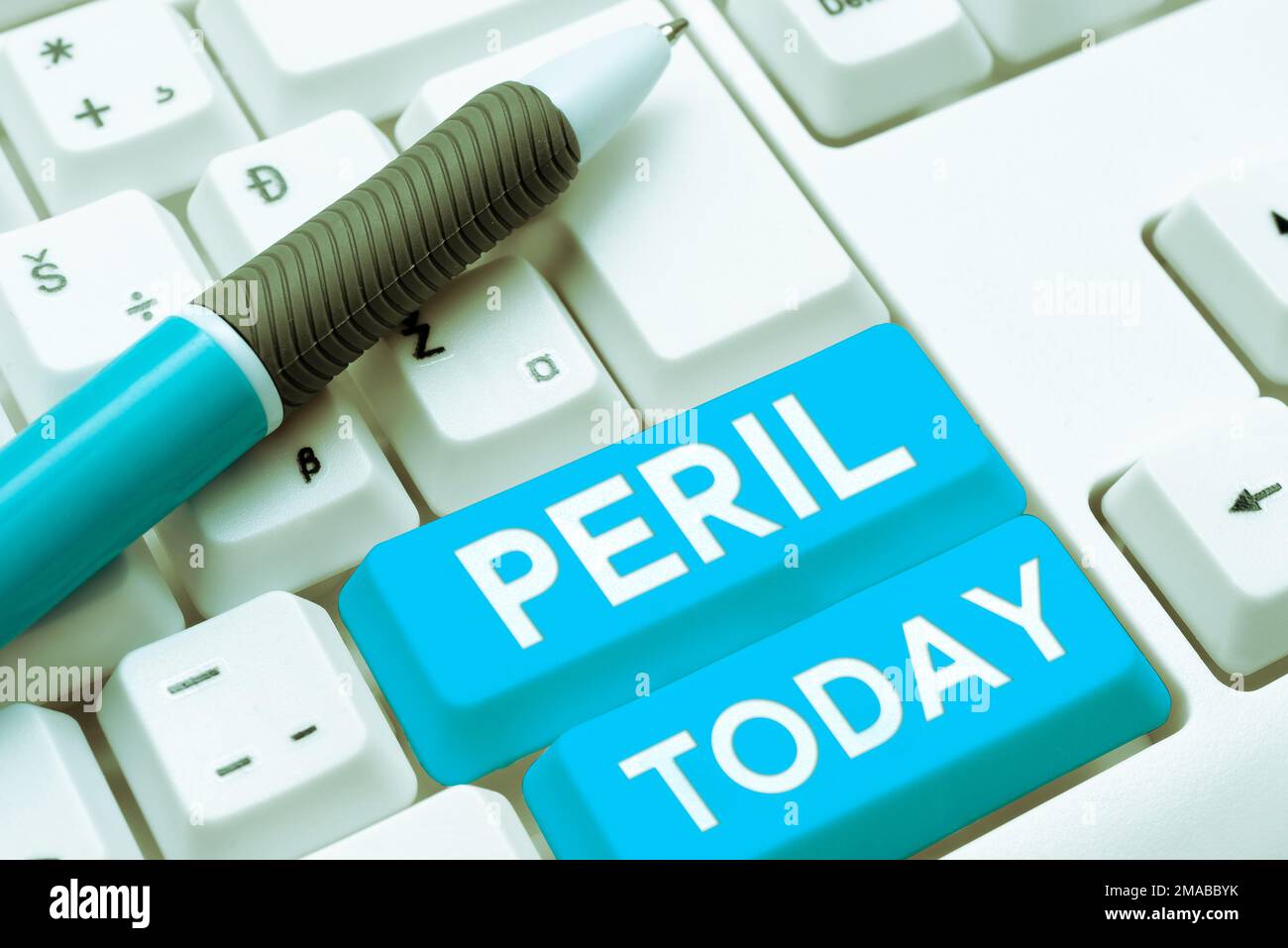 Hand writing sign Peril. Word for indicates something extremely ...