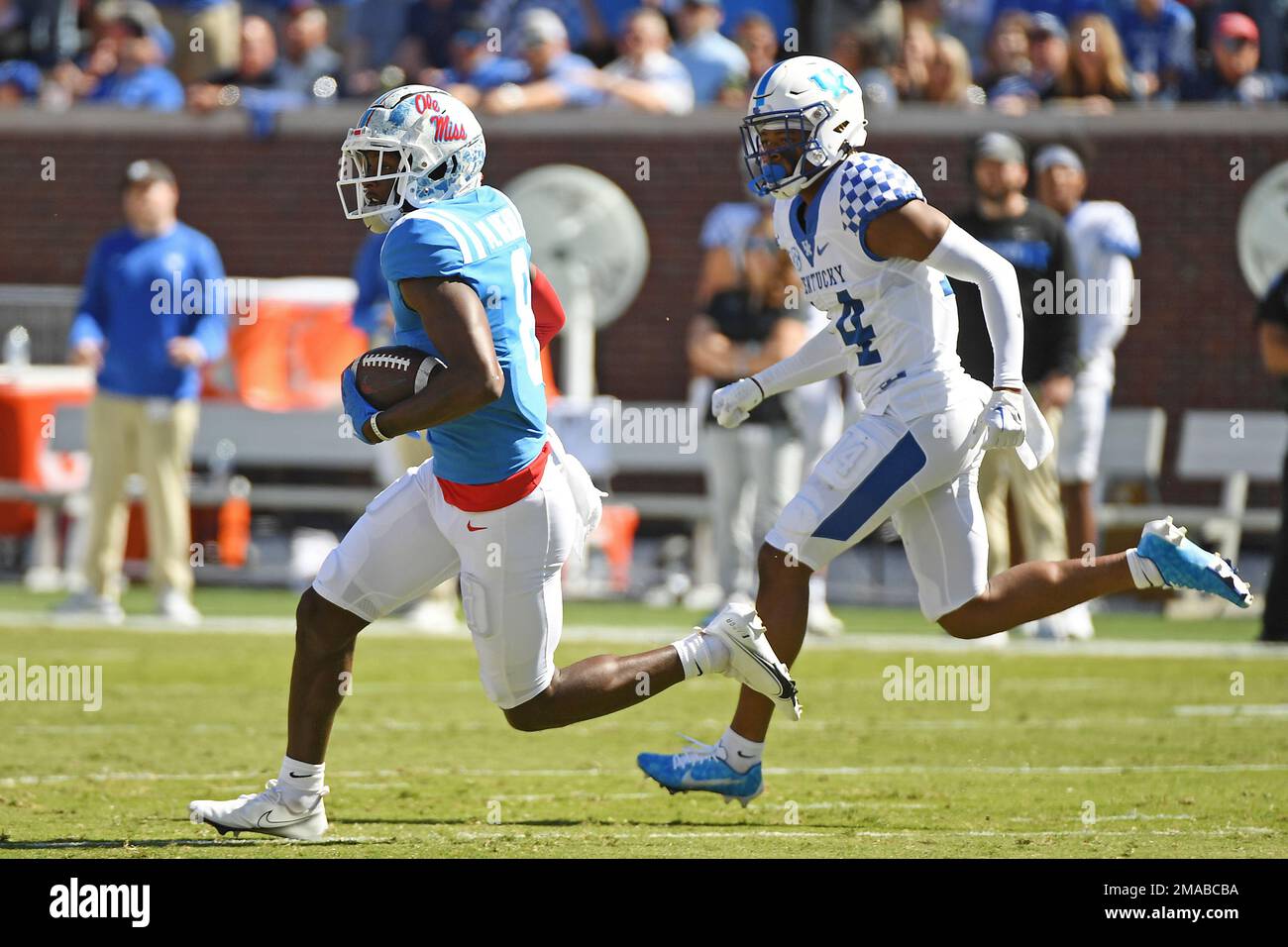 Mississippi wide receiver Malik Heath (8) runs the ball past Kentucky ...