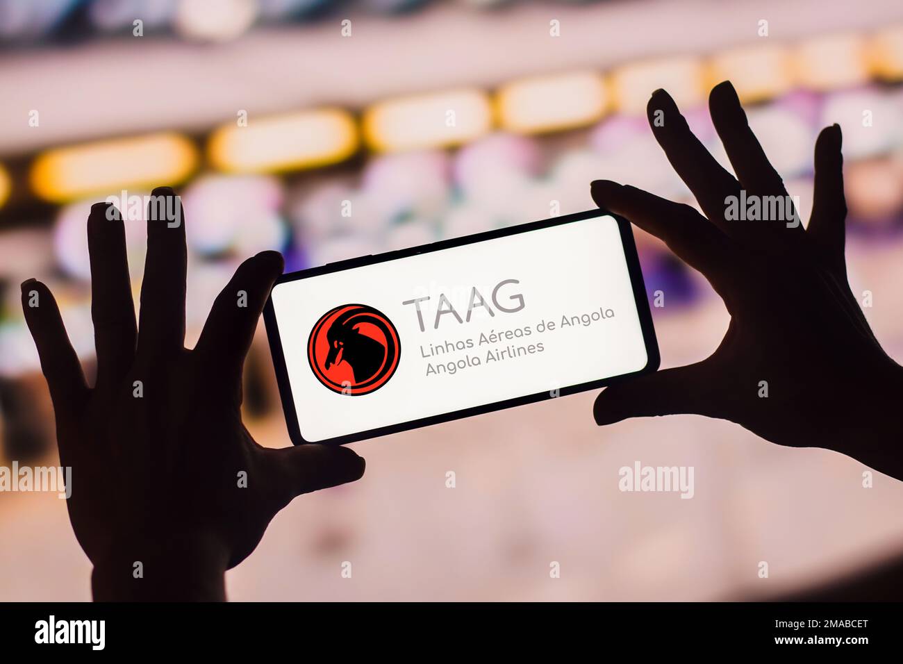 In this photo illustration, the TAAG Linhas Aéreas de Angola logo is ...