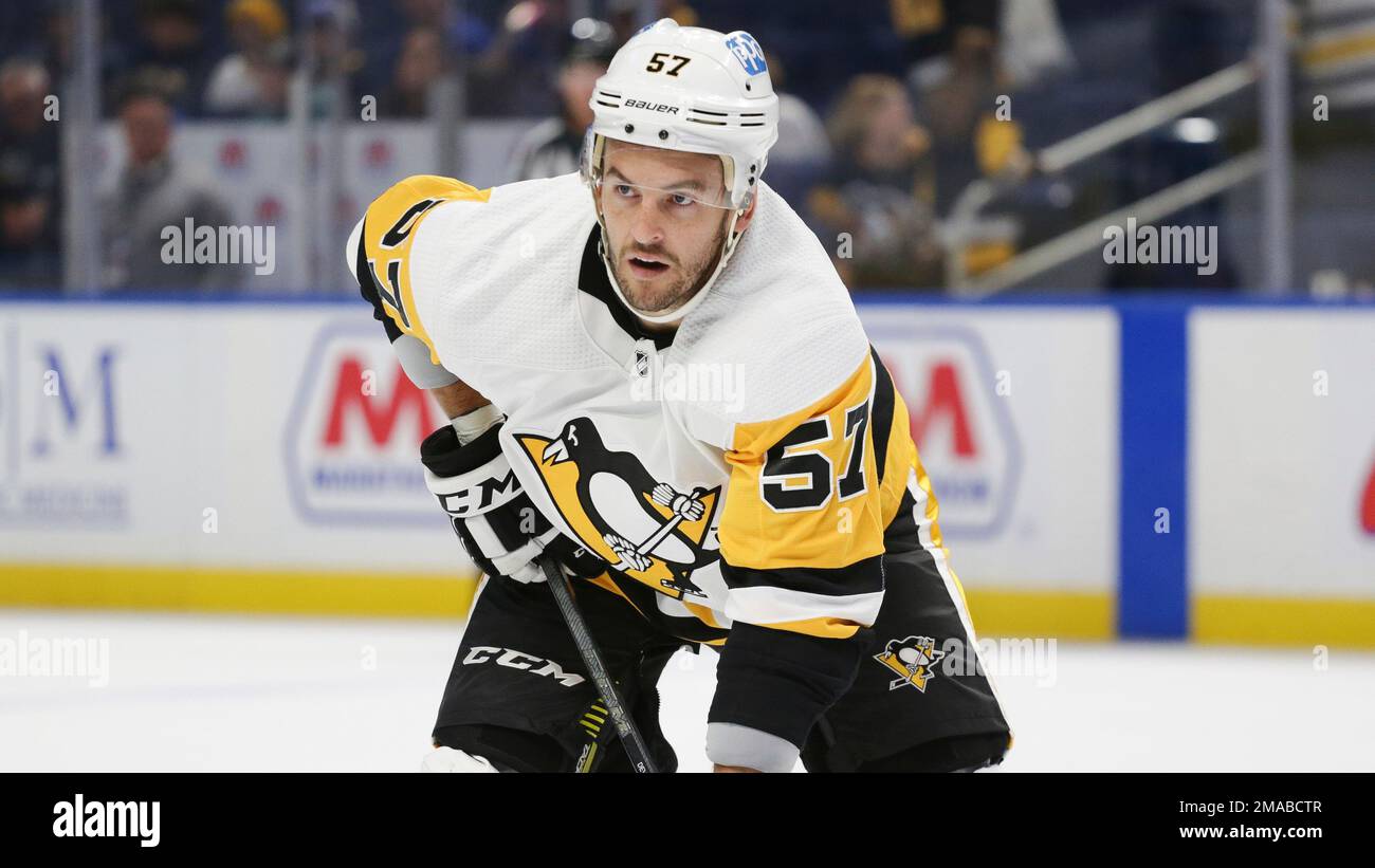 Pittsburgh Penguins center Anthony Angello (57) looks on during the ...
