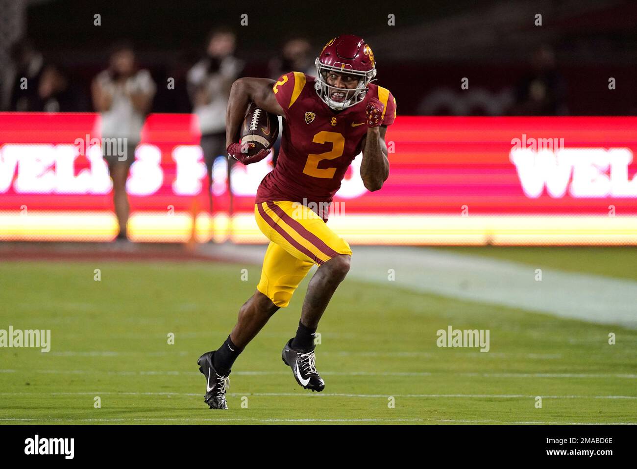 Southern California wide receiver Brenden Rice runs the ball during the ...