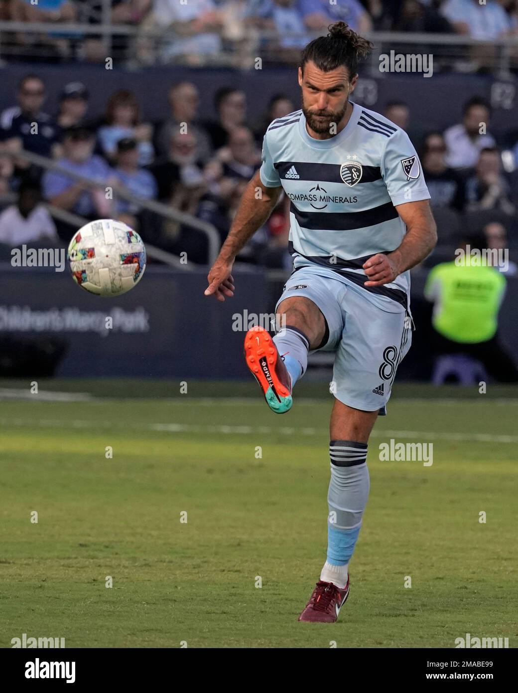Sporting Kansas City midfielder Graham Zusi kicks the ball during the ...