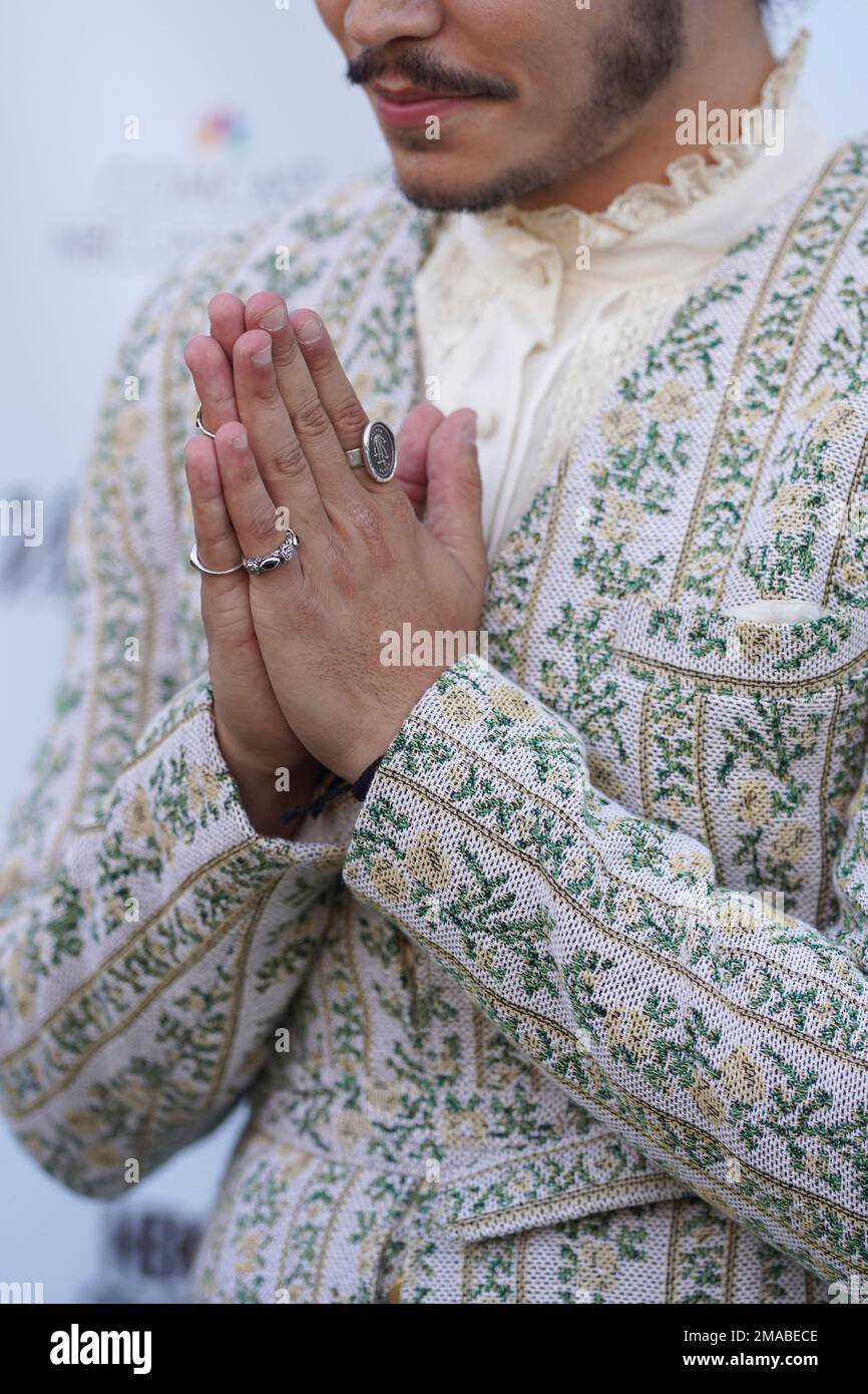 Aaron Dominguez arrives at the Imagen Awards on Sunday, Oct. 2, 2022 ...