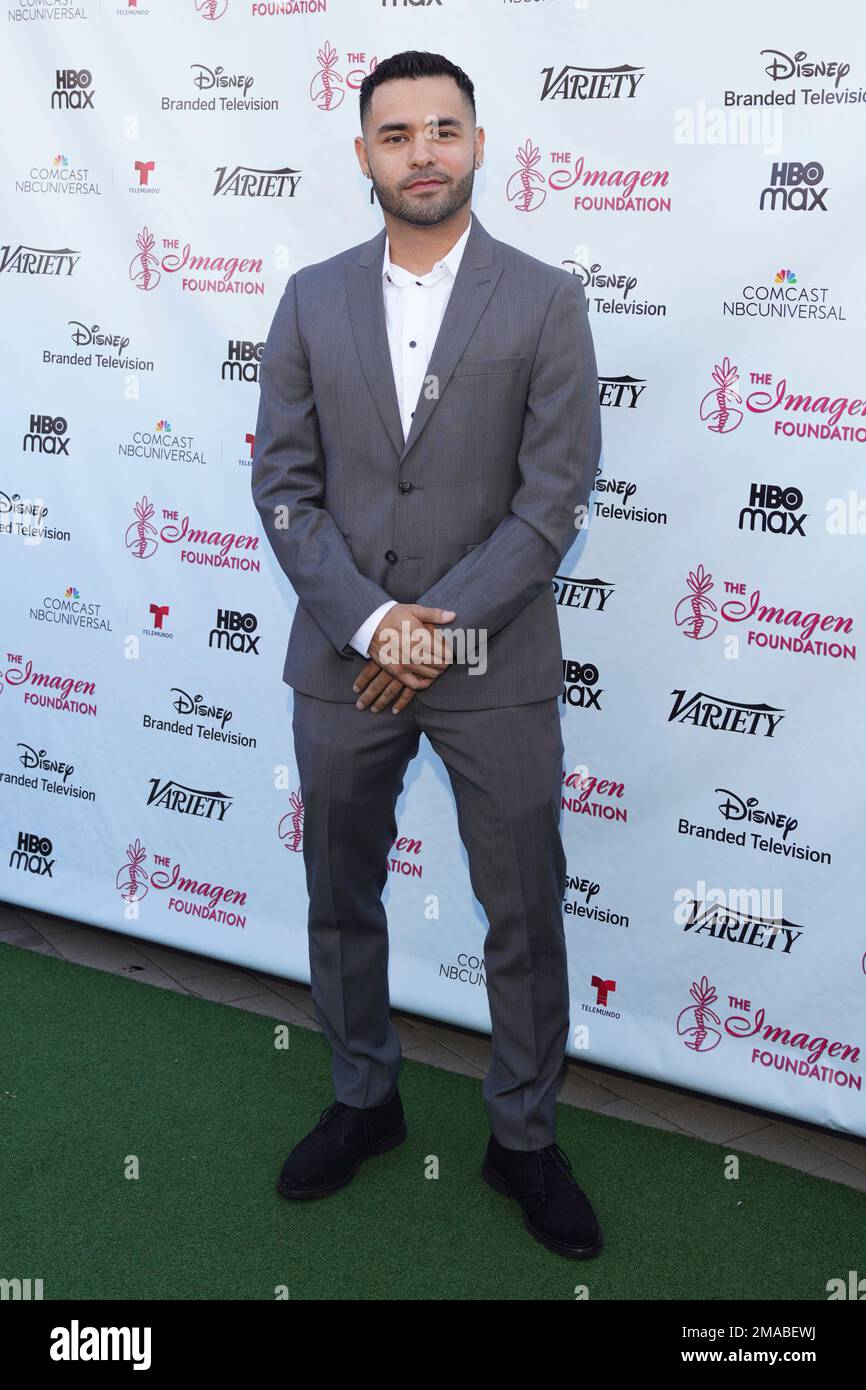 Gabriel Chavarria arrives at the Imagen Awards on Sunday, Oct. 2, 2022, at LA Plaza de Cultura y ...