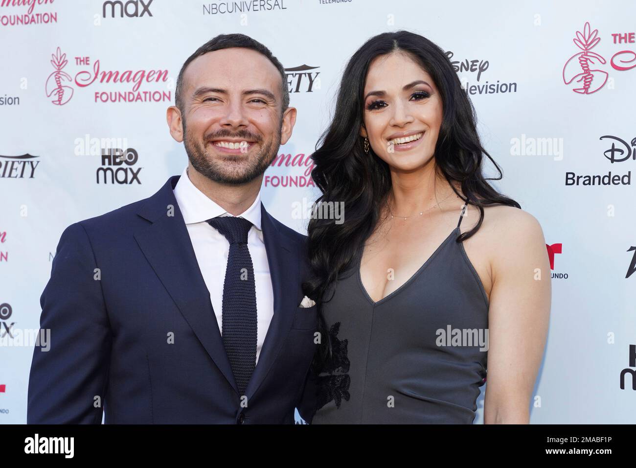 Ryan Zaragoza, left, and Ariana Guerra arrives at the Imagen Awards on ...