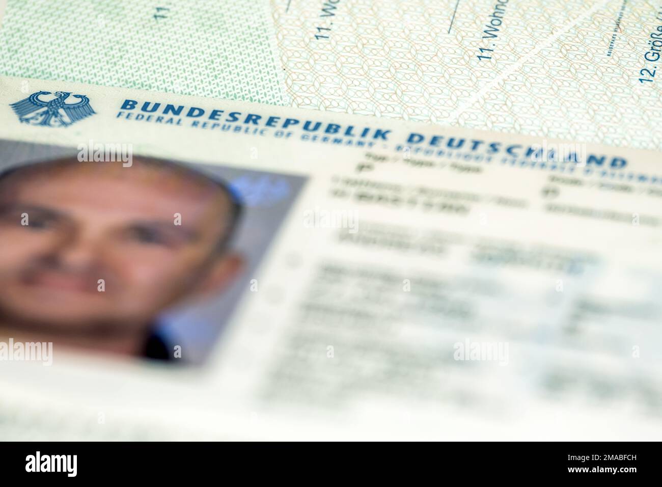01.12.2022, Germany, Bremen, Bremen - German biometric passport, inside ...
