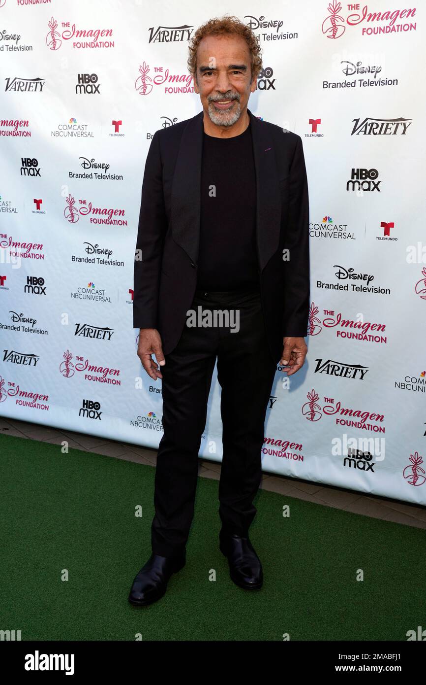 Damian Alcazar arrives at the Imagen Awards on Sunday, Oct. 2, 2022, at LA Plaza de Cultura y ...