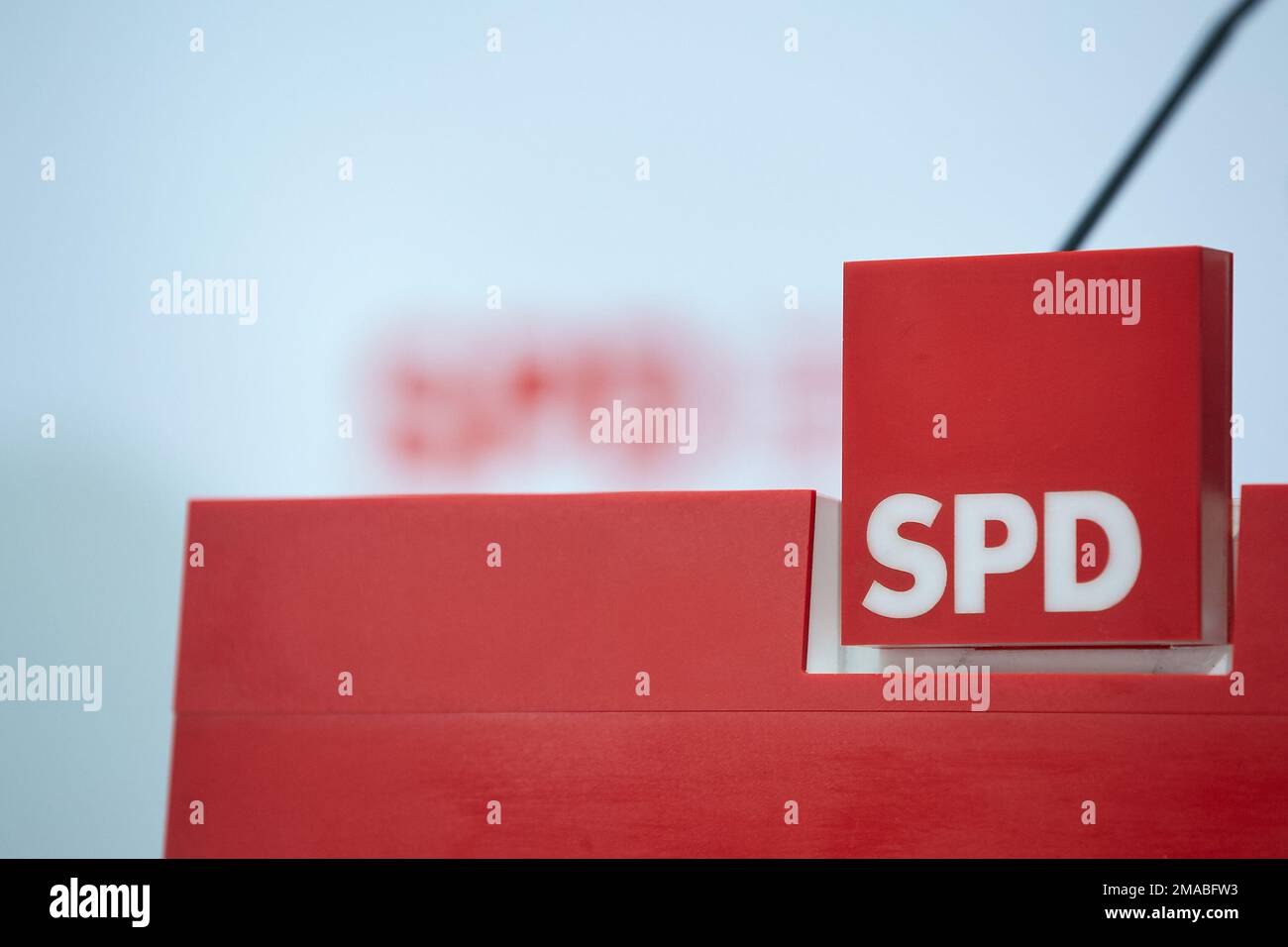 10.10.2022, Germany, Berlin, Berlin - Detail of the red lectern in the ...