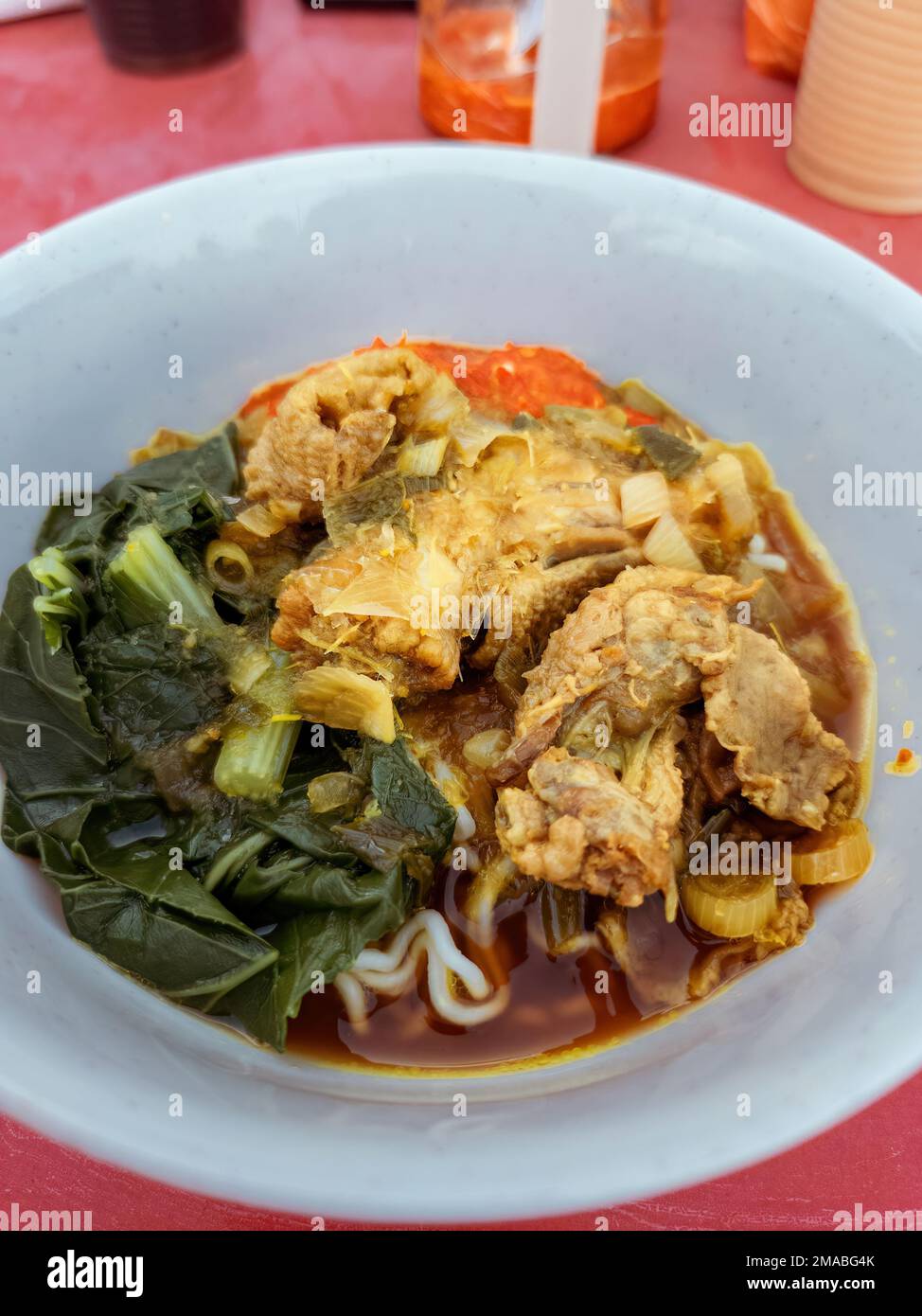 Mee Ayam, Mie ayam, a noodles with chicken, meatballs, dumplings and ...