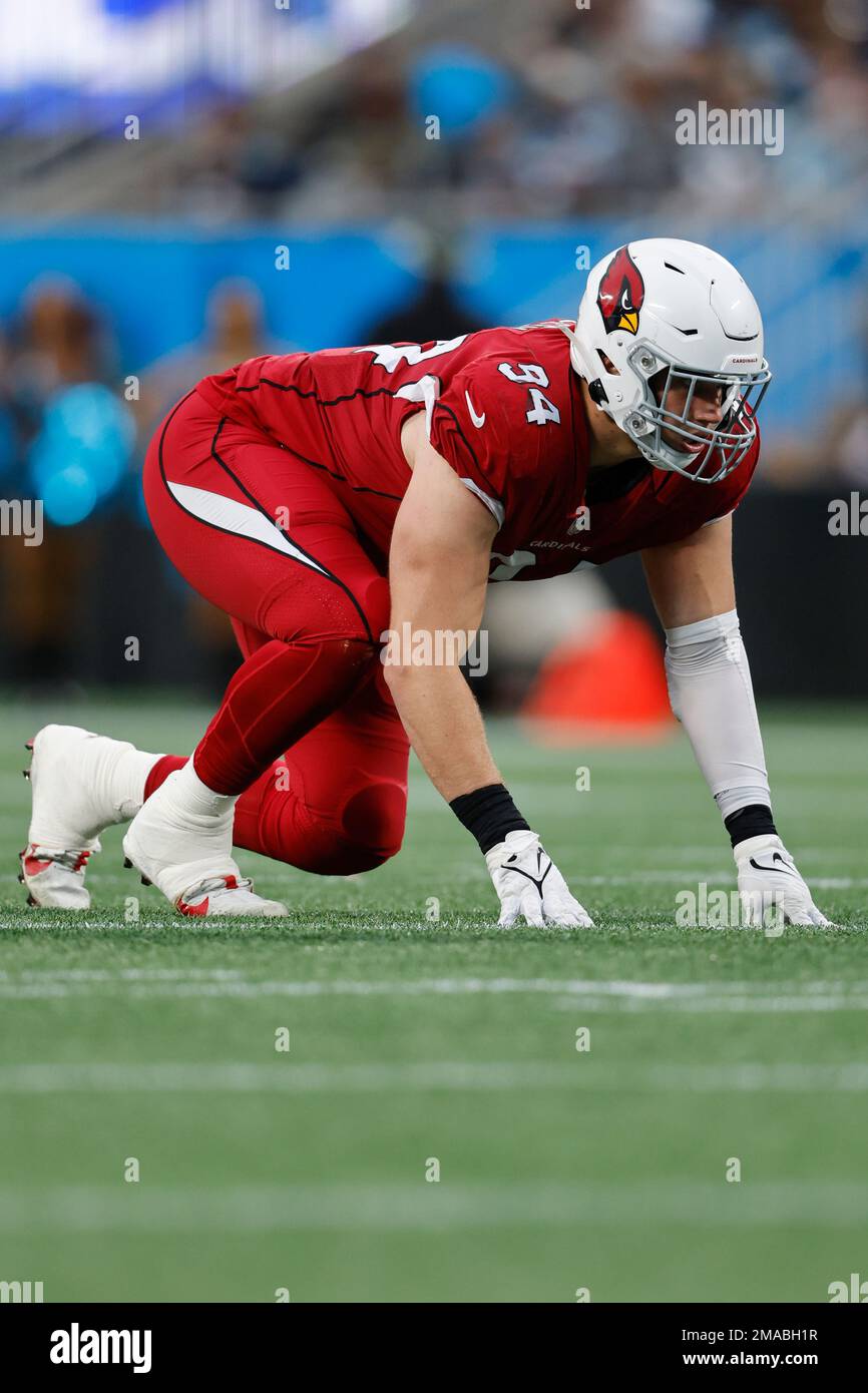 Arizona Cardinals defensive end Zach Allen lines up against the ...