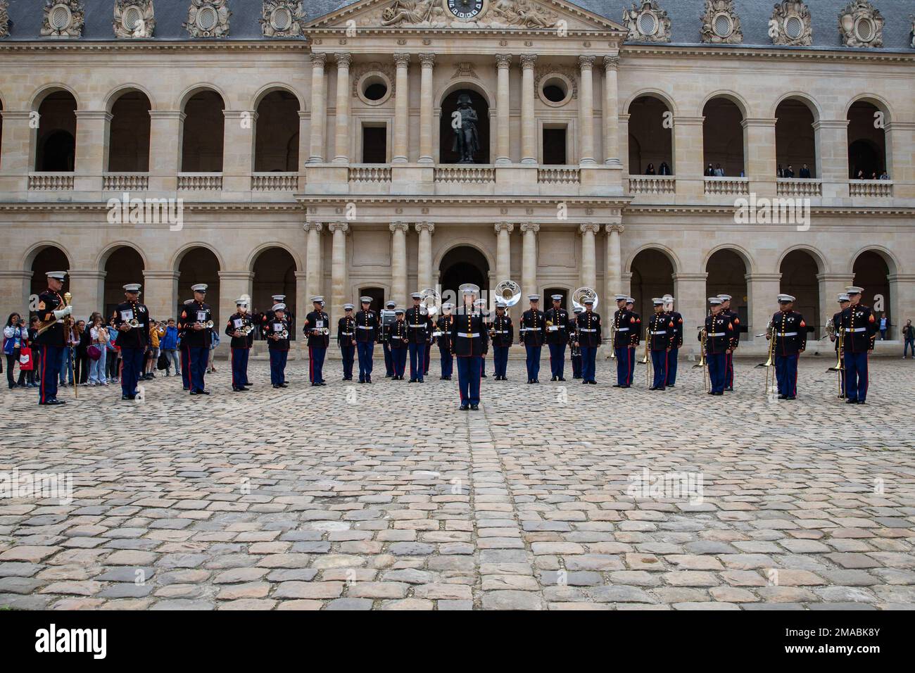 U.S Marines with the 2d Marine Division Band perform at Les Invalides ...