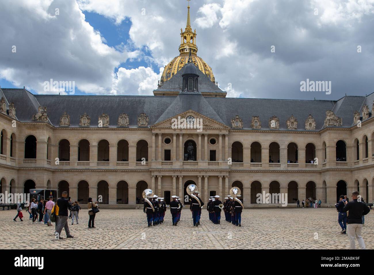 U.S Marines with the 2d Marine Division Band perform at Les Invalides ...