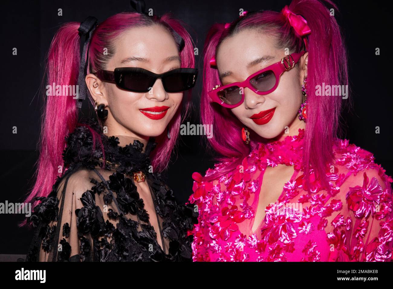 Amiaya arrive at the Valentino ready-to-wear Spring/Summer 2023 fashion ...